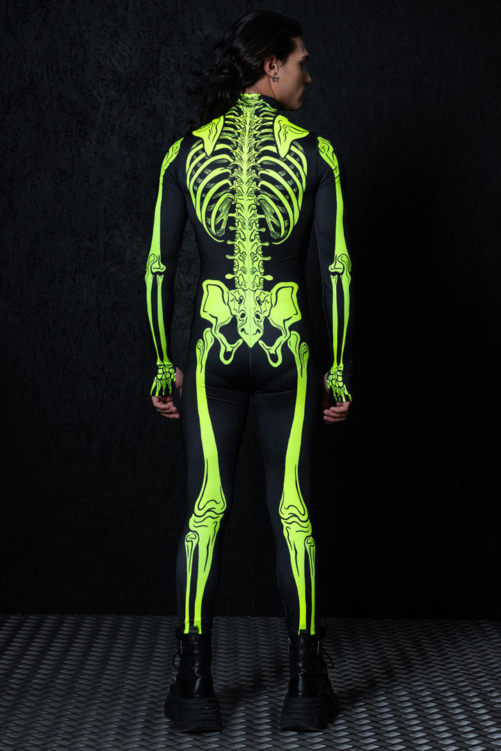 Green Acid Skeleton Men's Costume for Halloween | Devil Walking