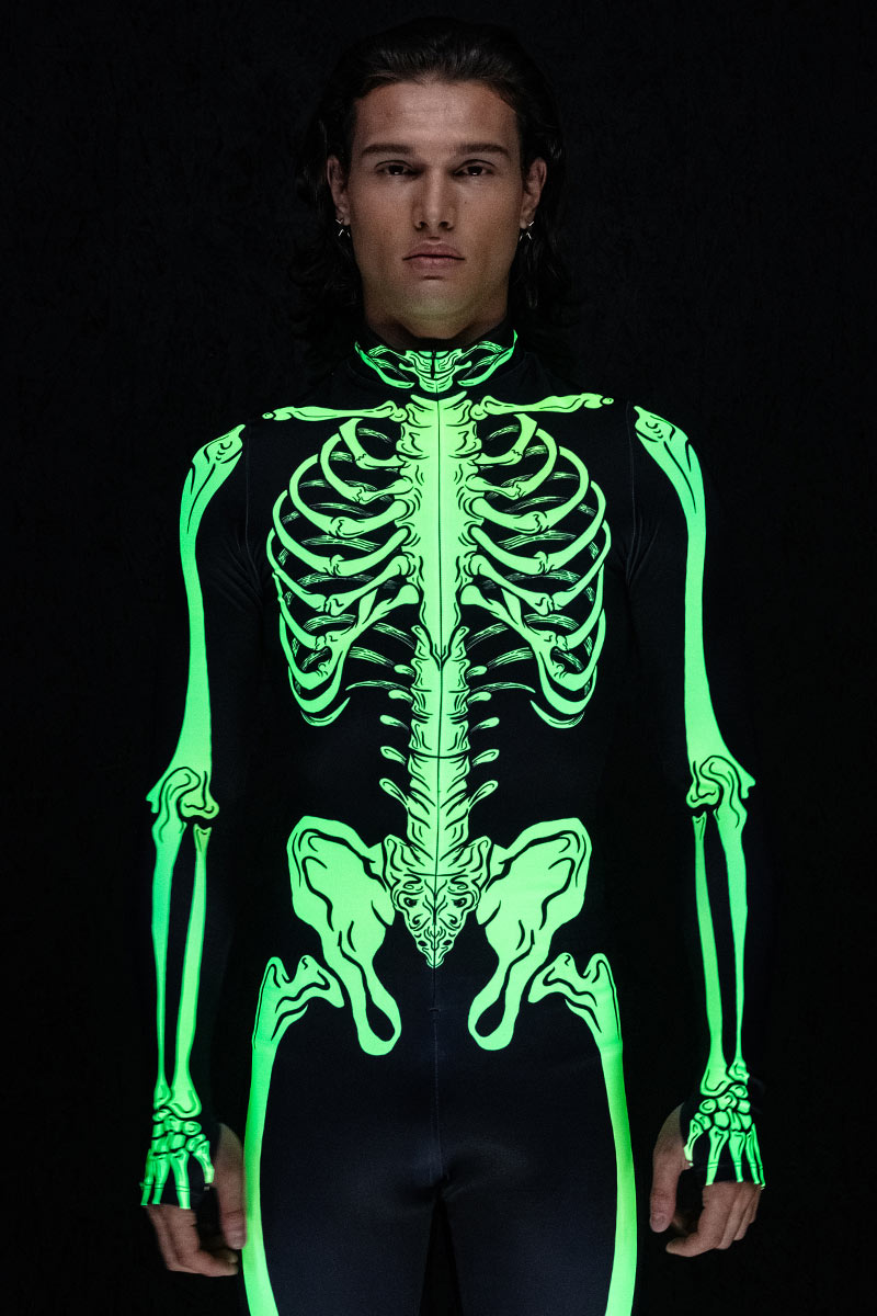 Green Acid Skeleton Men's Costume for Halloween | Devil Walking