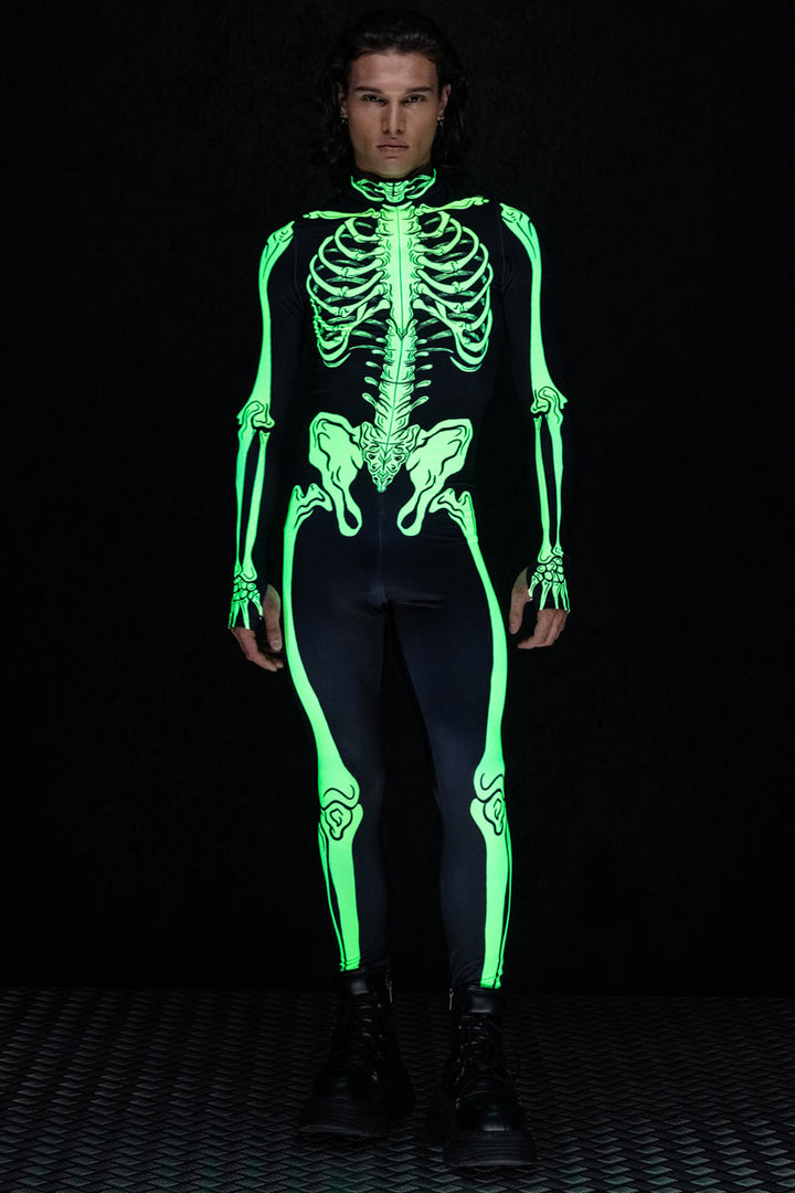 Green Acid Skeleton Men's Costume for Halloween | Devil Walking