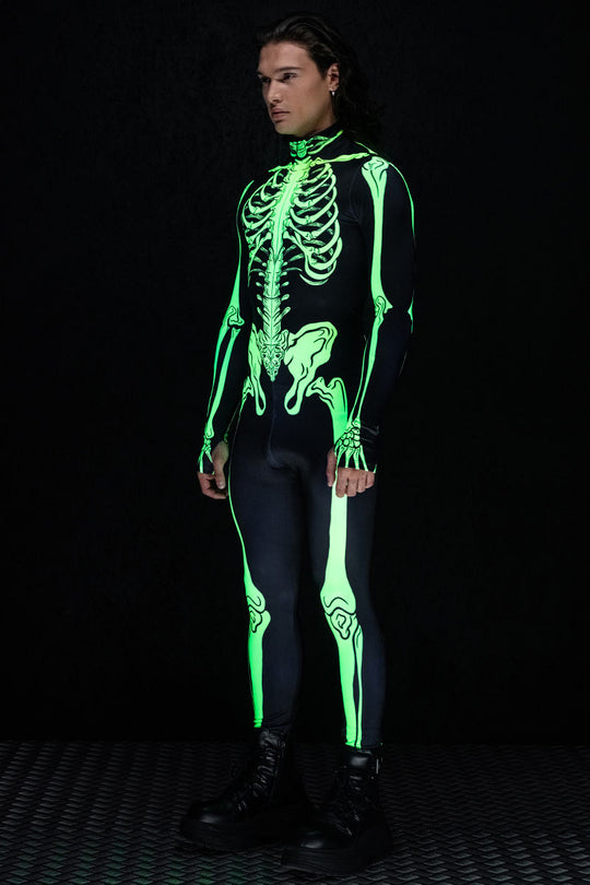 Green Acid Skeleton Men's Costume for Halloween | Devil Walking