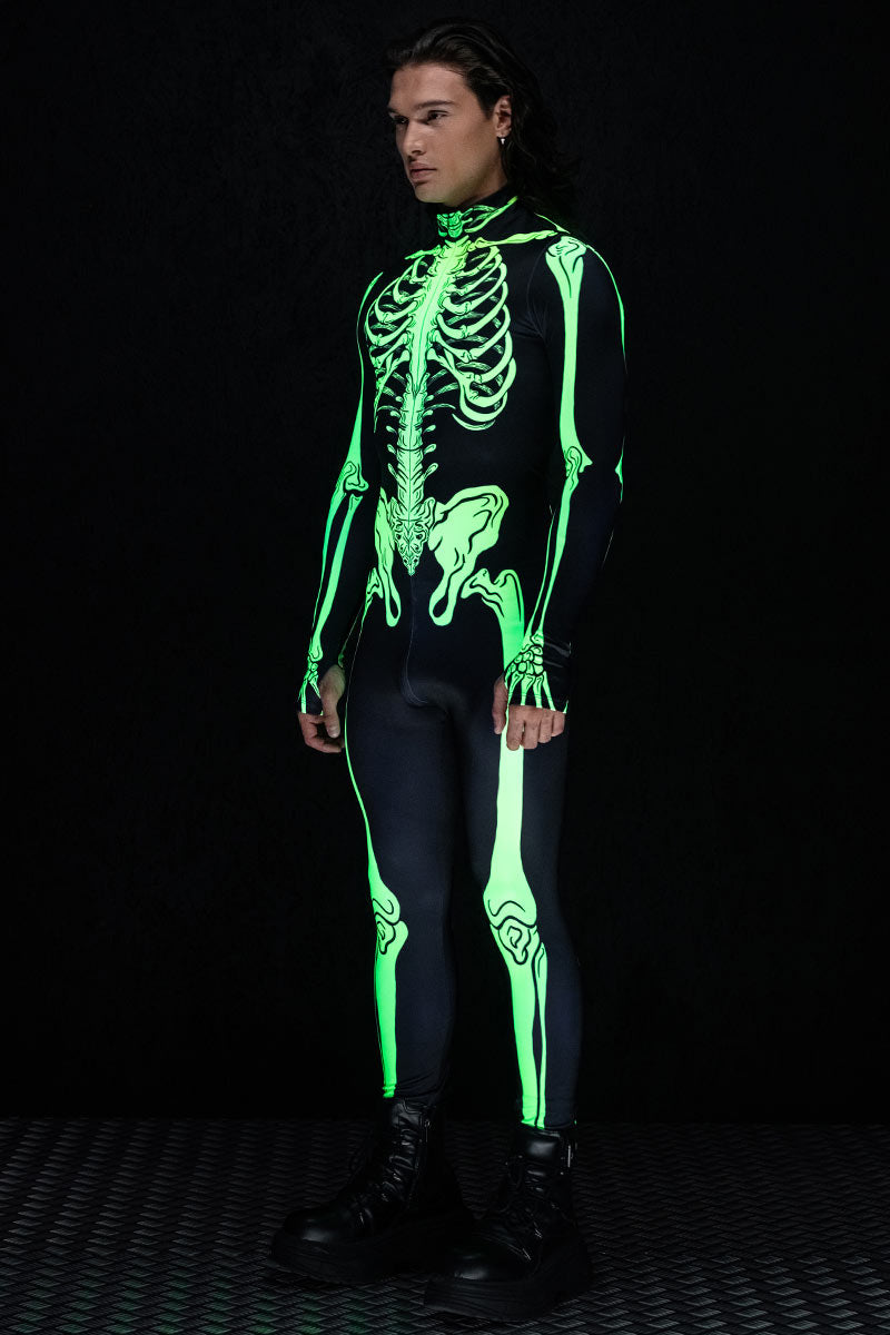 Green Acid Skeleton Men's Costume for Halloween | Devil Walking