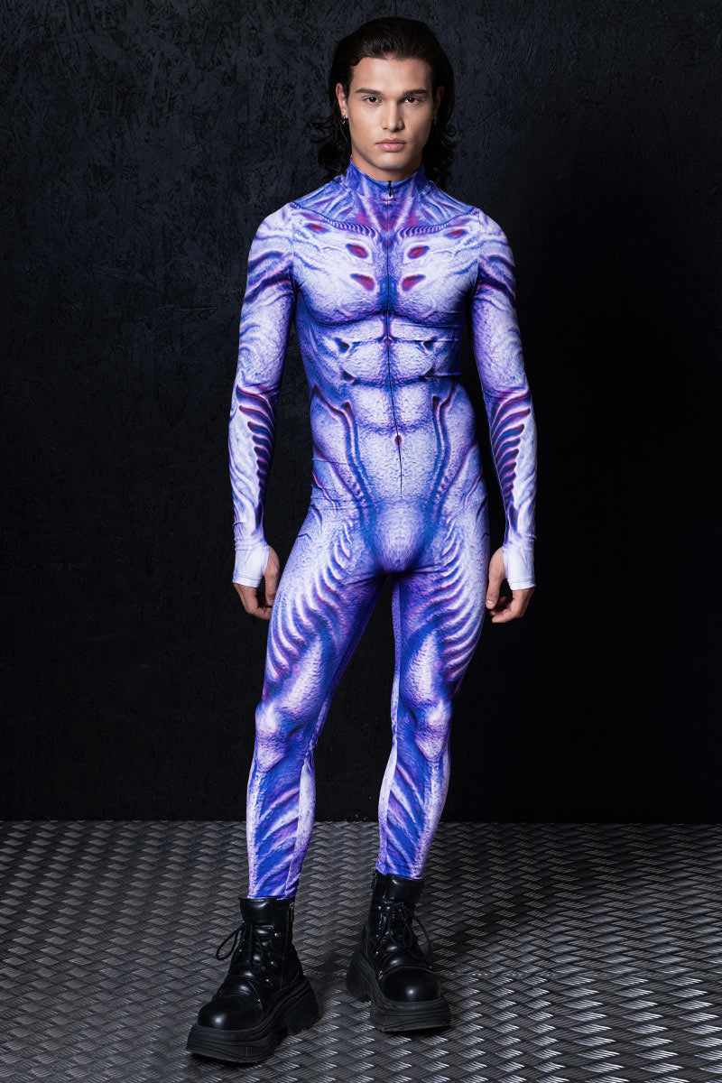 Halloween Alien Skin Men's Costume In Purple | Devil Walking