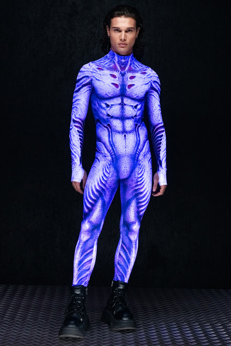 Halloween Alien Skin Men's Costume In Purple | Devil Walking