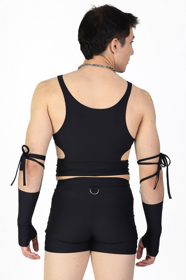 All Black Men's Cut Out Gay Tank Top | Devil Walking