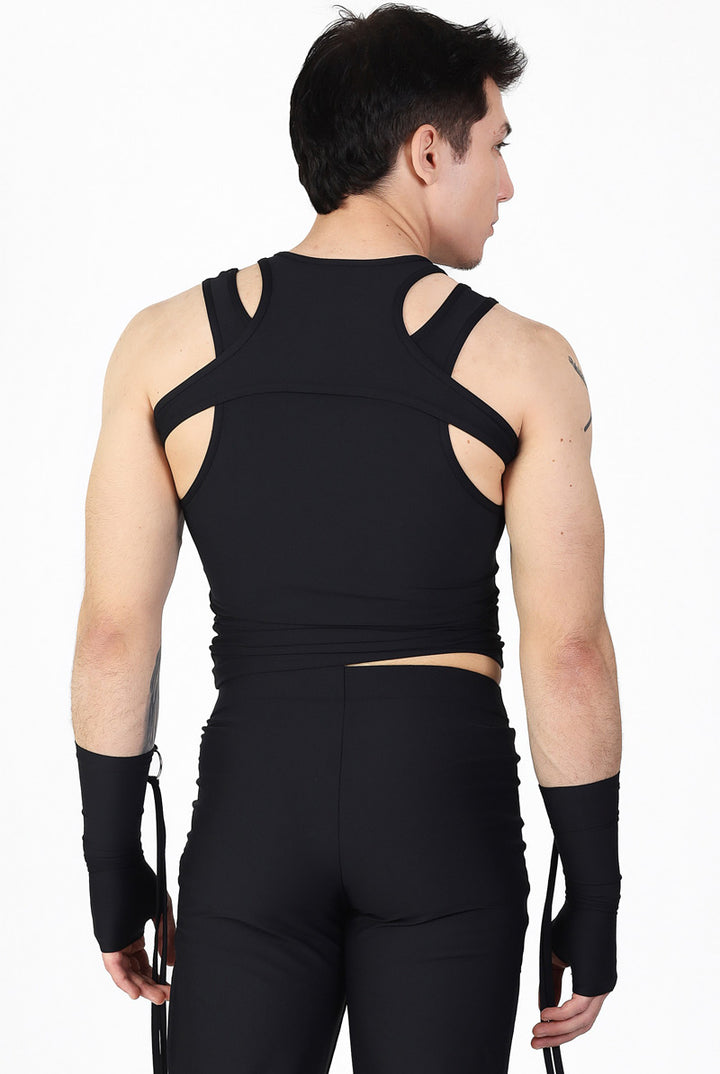 All Black Men's Tank Top and Super Top for Techno Party | Devil Walking