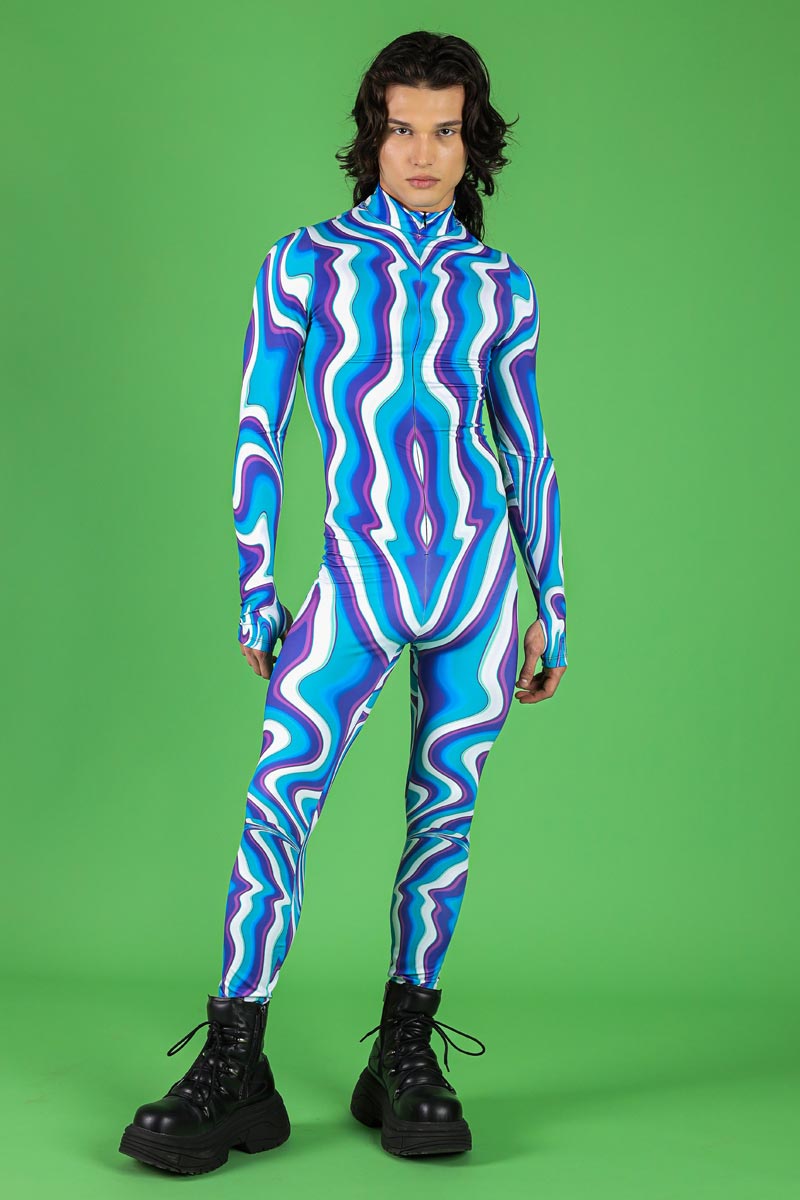 Blue Currents Men Full Body Costume for Rave | Devil Walking