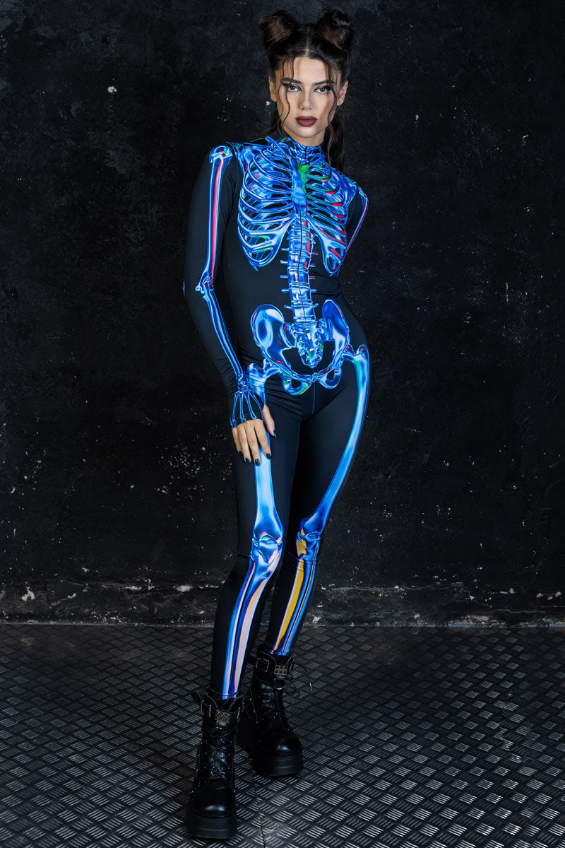 Blue Sapphire Skeleton Full Body Costume for Halloween | Devil Walking