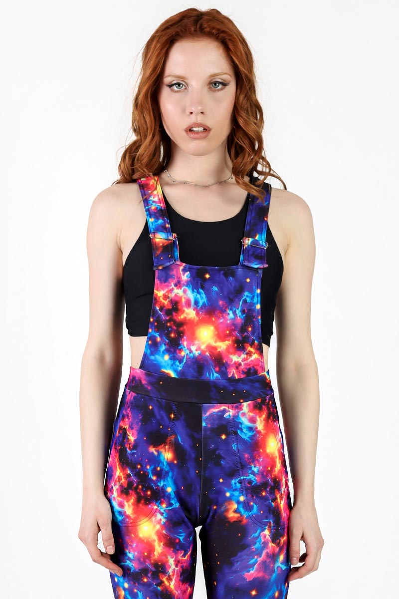Bursting Galaxy Plus Size Overalls for Women | Devil Walking