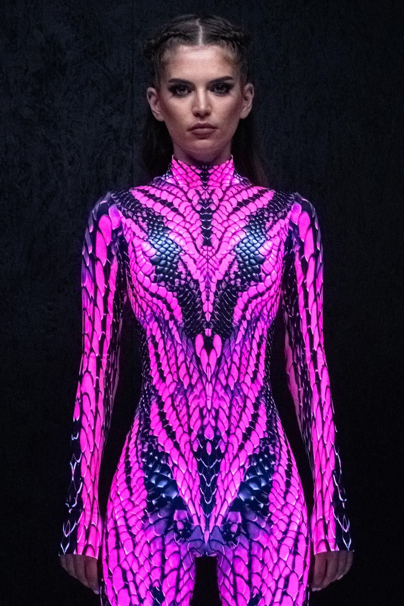 Pink Candy Viper Halloween Costume for Women | Devil Walking