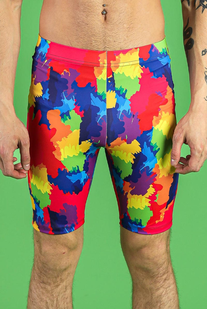 Color Splash Men's Biker Shorts Spandex Set | Devil Walking