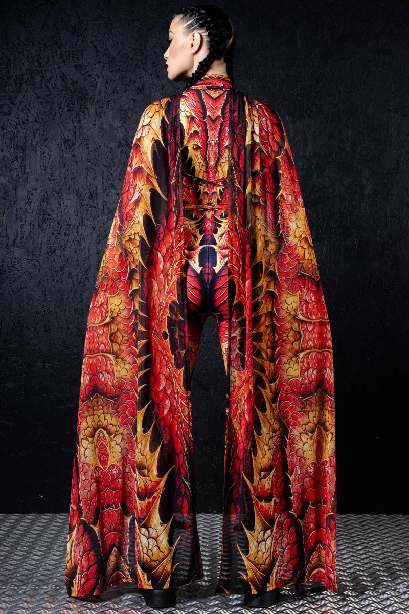 Crimson Dragon Costume With Wings | Devil Walking