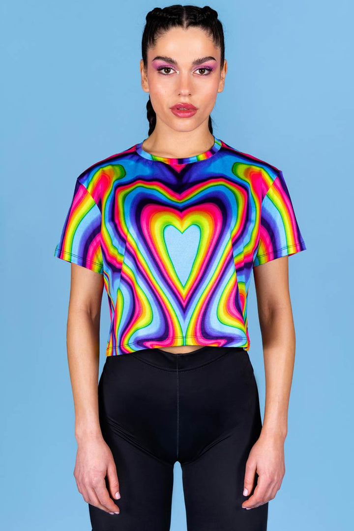 Dazzling Rainbow Cropped Tee - Pride Graphic T-Shirt | Devil Walking