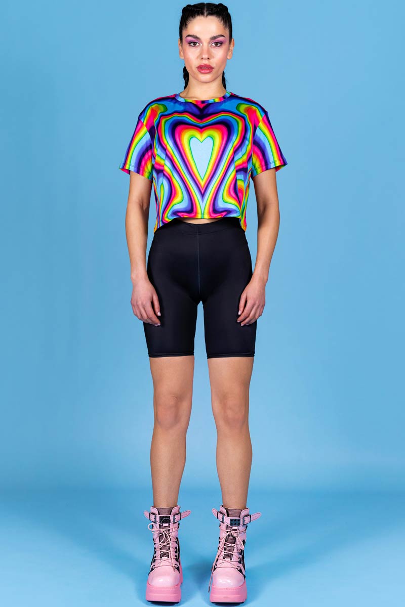 Dazzling Rainbow Cropped Tee - Pride Graphic T-Shirt | Devil Walking