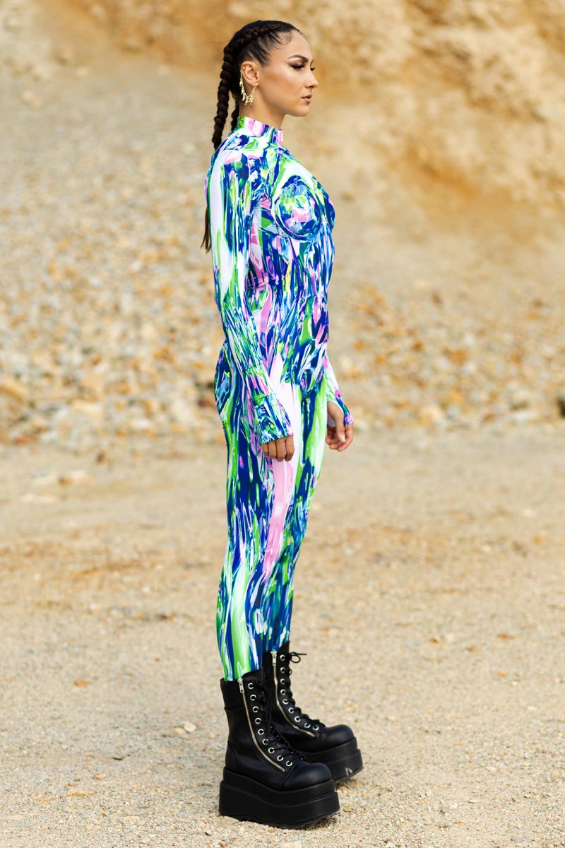Sci-fi Printed Diamond Skin Women Costume for Halloween | Devil Walking