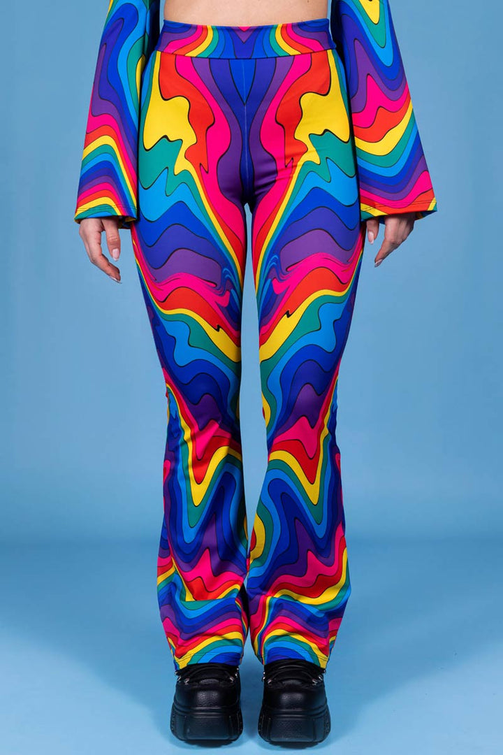Drip & Dazzle Flare Pants Set in Rainbow Colors | Devil Walking