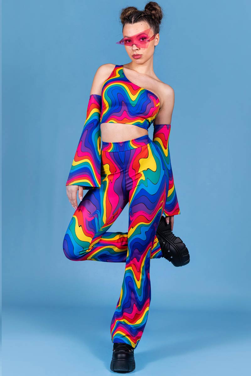 Drip & Dazzle Flare Pants Set in Rainbow Colors | Devil Walking