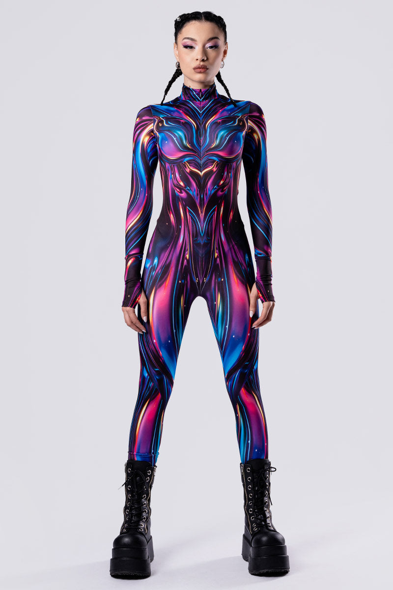 Galaxia Front Zip Full Body Costume - Rave Outfit | Devil Walking