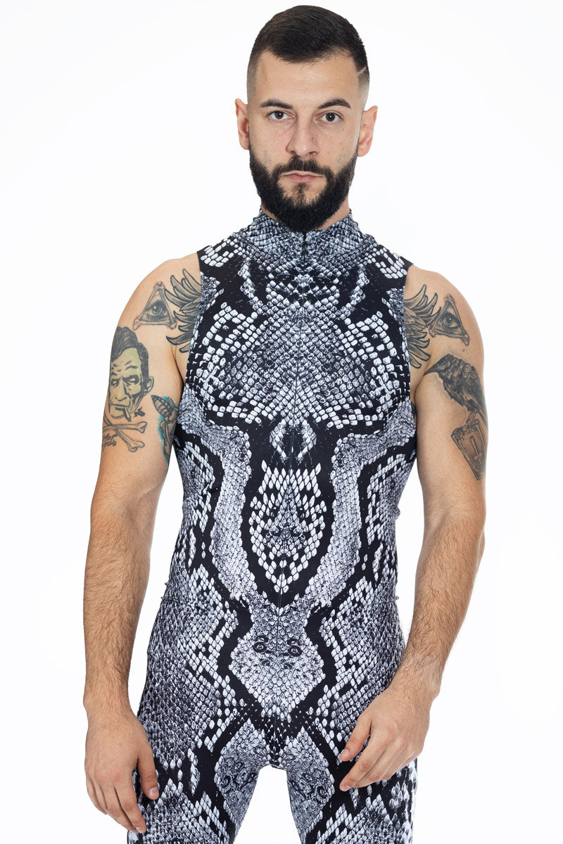 Grey Snakeskin Sleeveless Costume for Men | Devil Walking