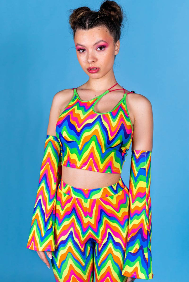 Groovy Rainbow Crop Top with Laces | Devil Walking