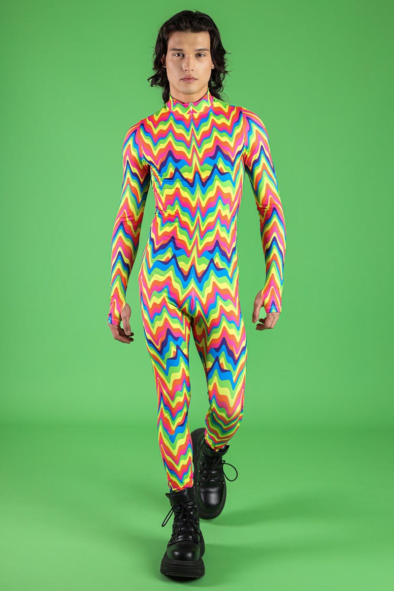 Groovy Rainbow Men Rave Costume for Pride Festivals | Devil Walking