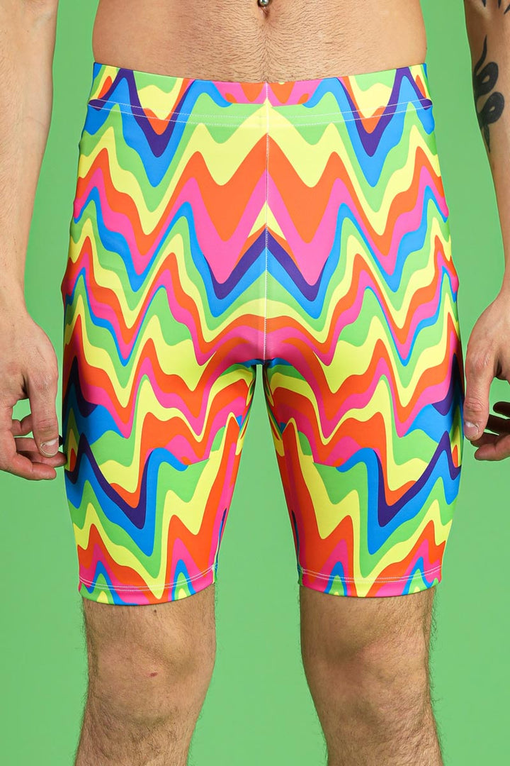 Groovy Rainbow Men's Biker Shorts Rave Set | Devil Walking