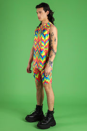 Groovy Rainbow Men's Biker Shorts Rave Set | Devil Walking