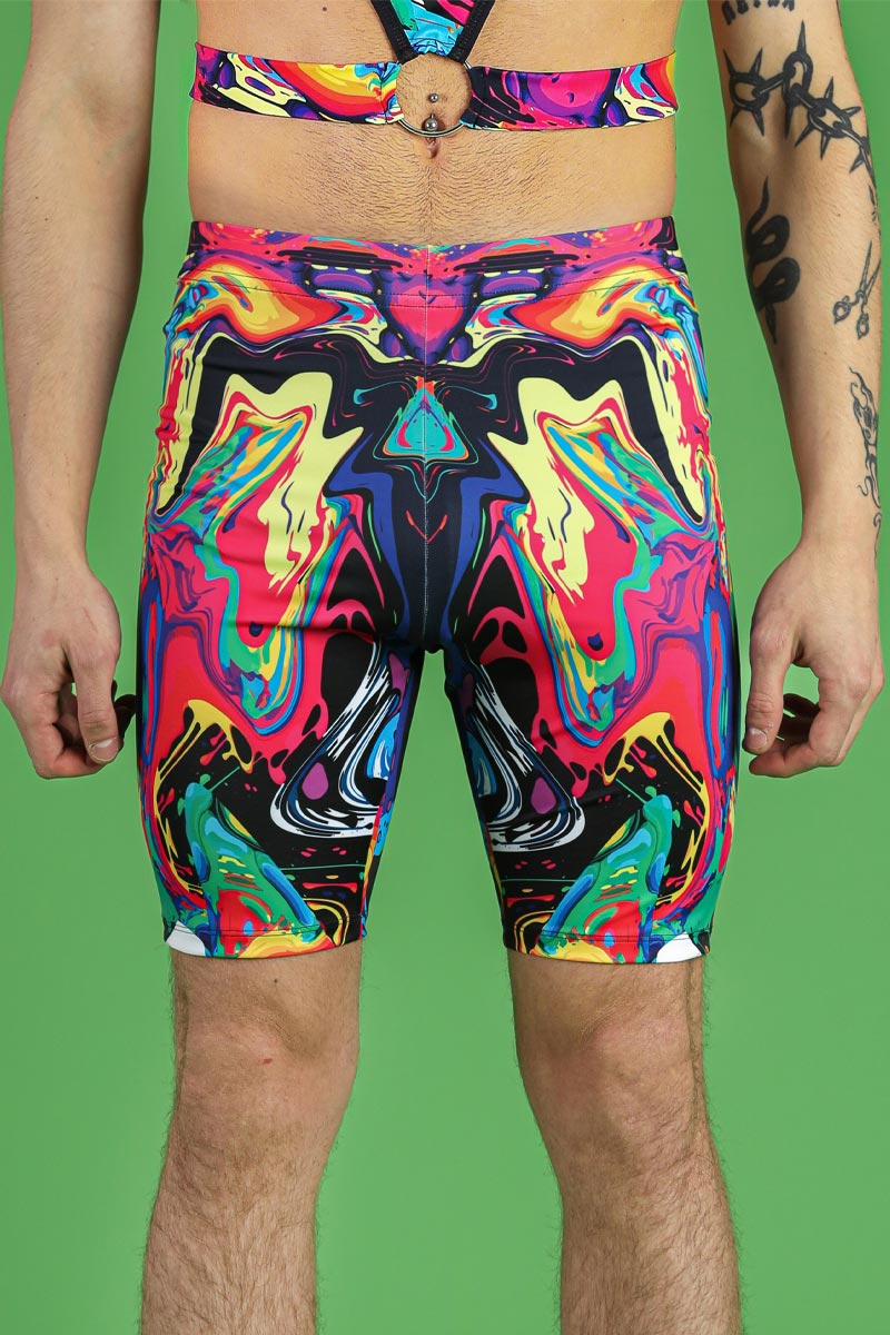 Inksplosion Men's Biker Shorts for Rave & Festivals | Devil Walking