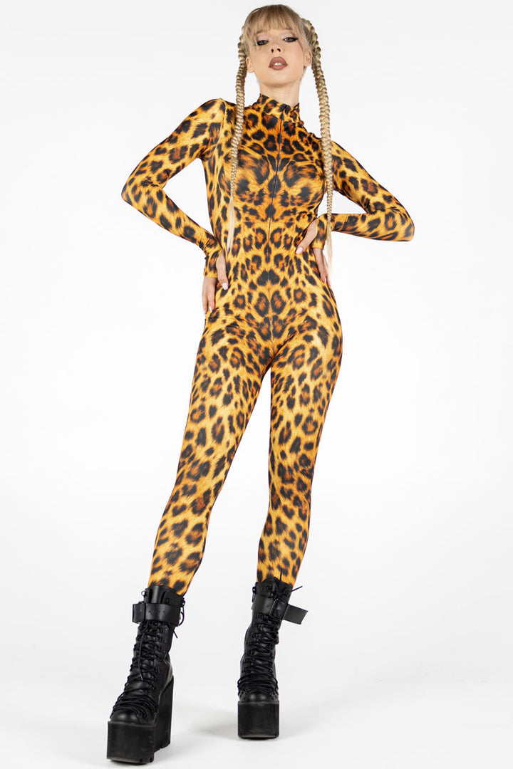 Sexy One Piece Leopard Costume with Front Zipper | Devil Walking