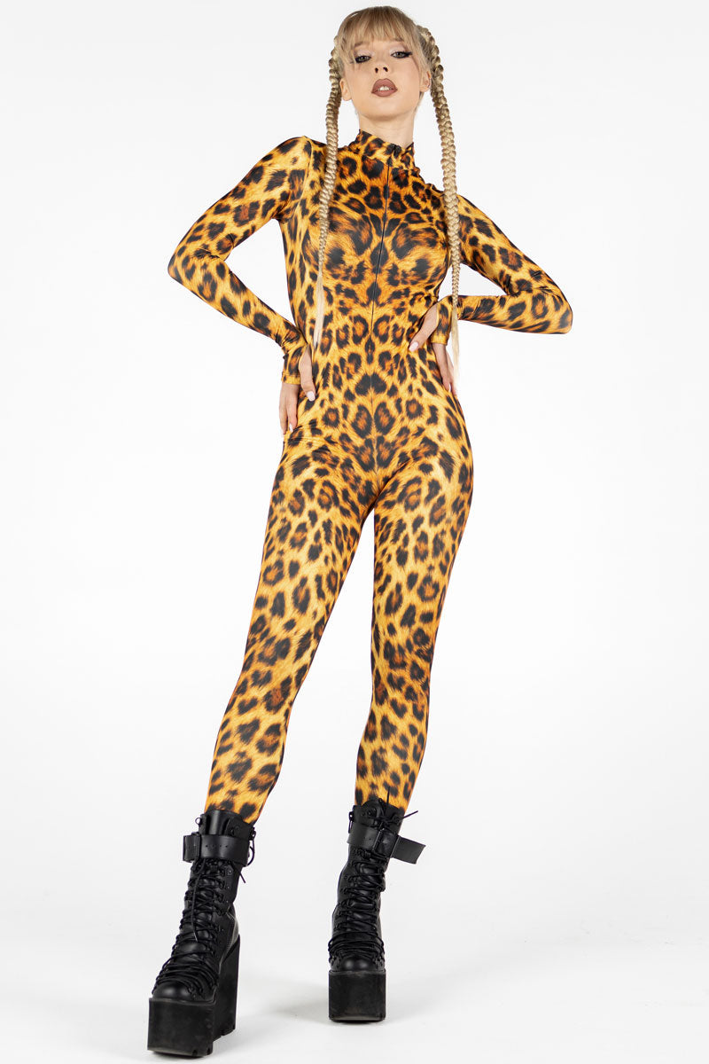 Sexy One Piece Leopard Costume with Front Zipper | Devil Walking