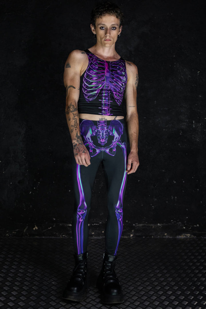 Purple Skeleton Men Tank Top for Halloween & Rave | Devil Walking