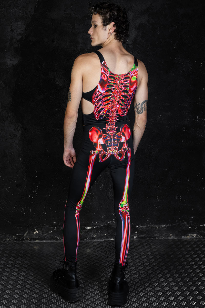 Red Ruby Skeleton Men Leggings Set for Halloween & Rave | Devil Walking