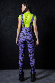 Midnight Bats Purple Women's Overalls for Halloween | Devil Walking