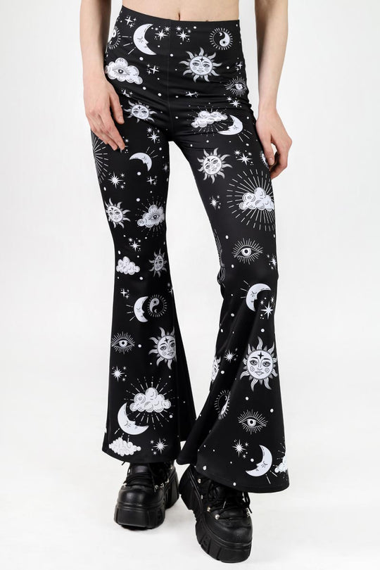 Midnight Sky High Waisted Bell Bottoms Goth Pants | Devil Walking