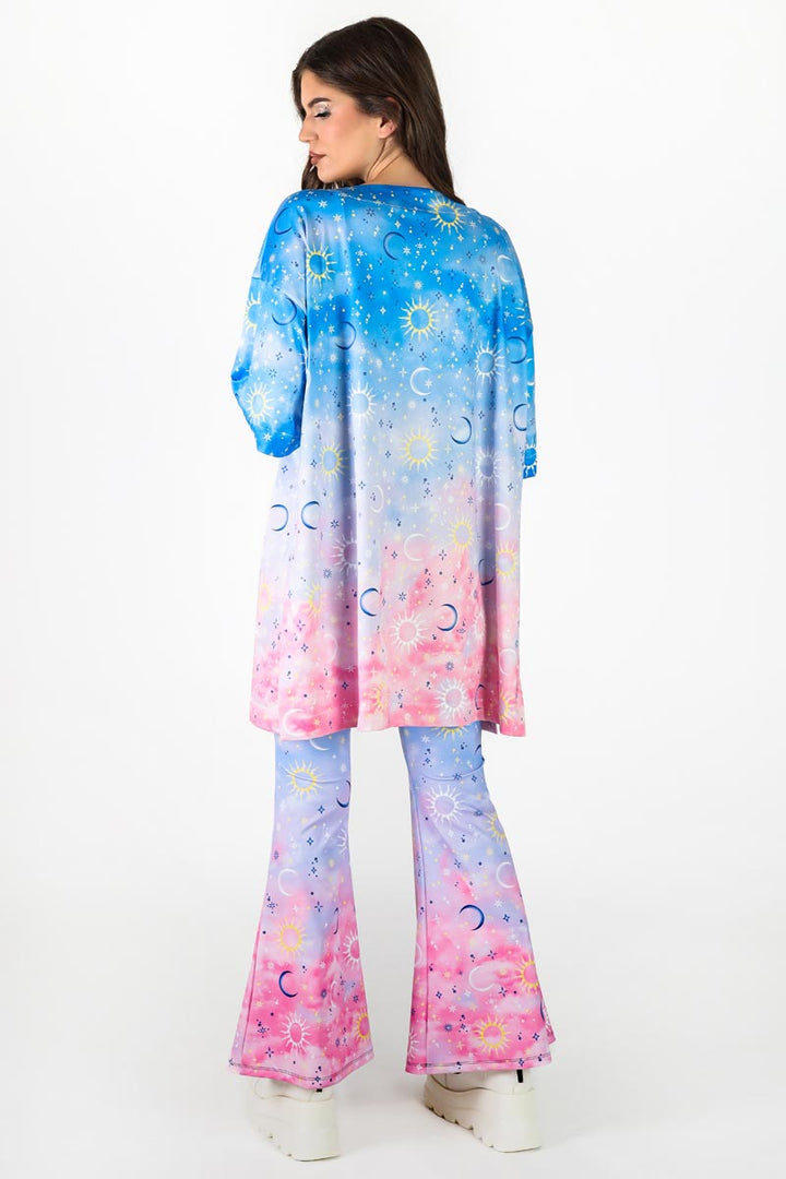 Short Morning Moon Summer Kimono in Blue & Pink | Devil Walking