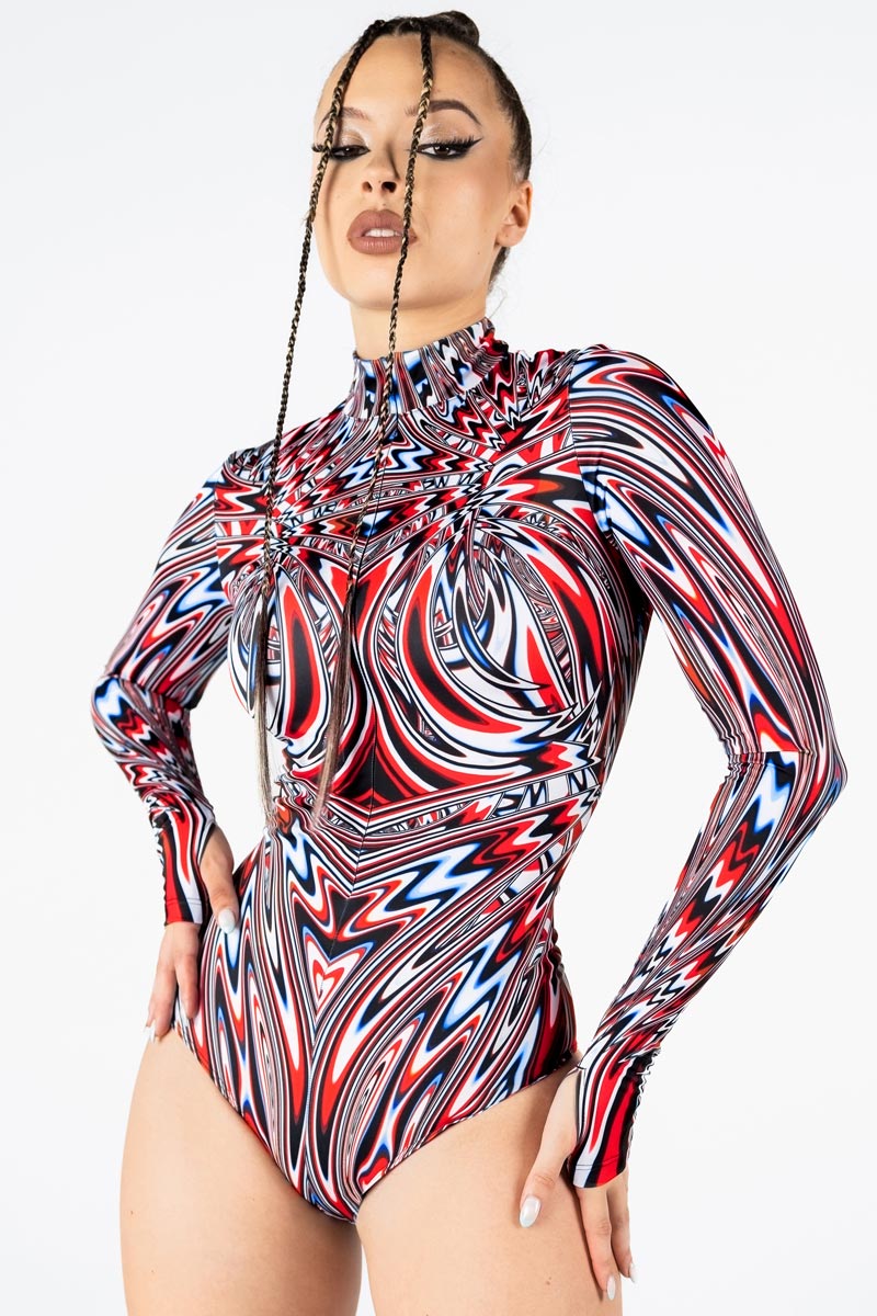 Primal Pulse Long Sleeved Rave Bodysuit for Women | Devil Walking