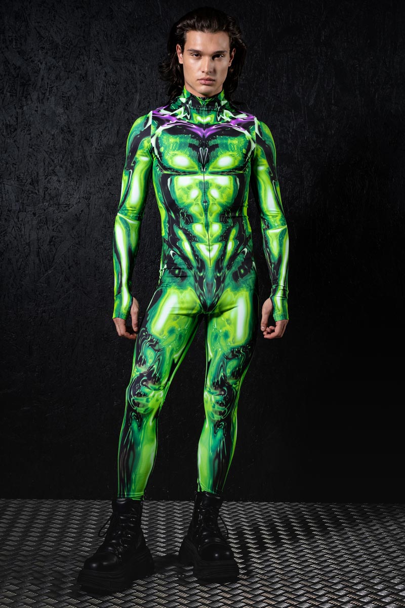 Green Radioactive Sci-fi Men's Costume for Halloween | Devil Walking