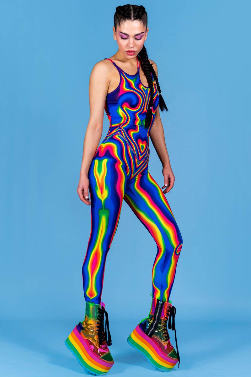 Rainbow Hypnosis Jumpsuit - Pride Bodysuit for Women | Devil Walking