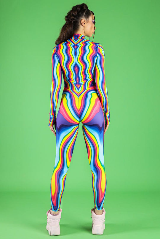 Rainbow Meltdown Full Body Rave Costume for Festivals | Devil Walking