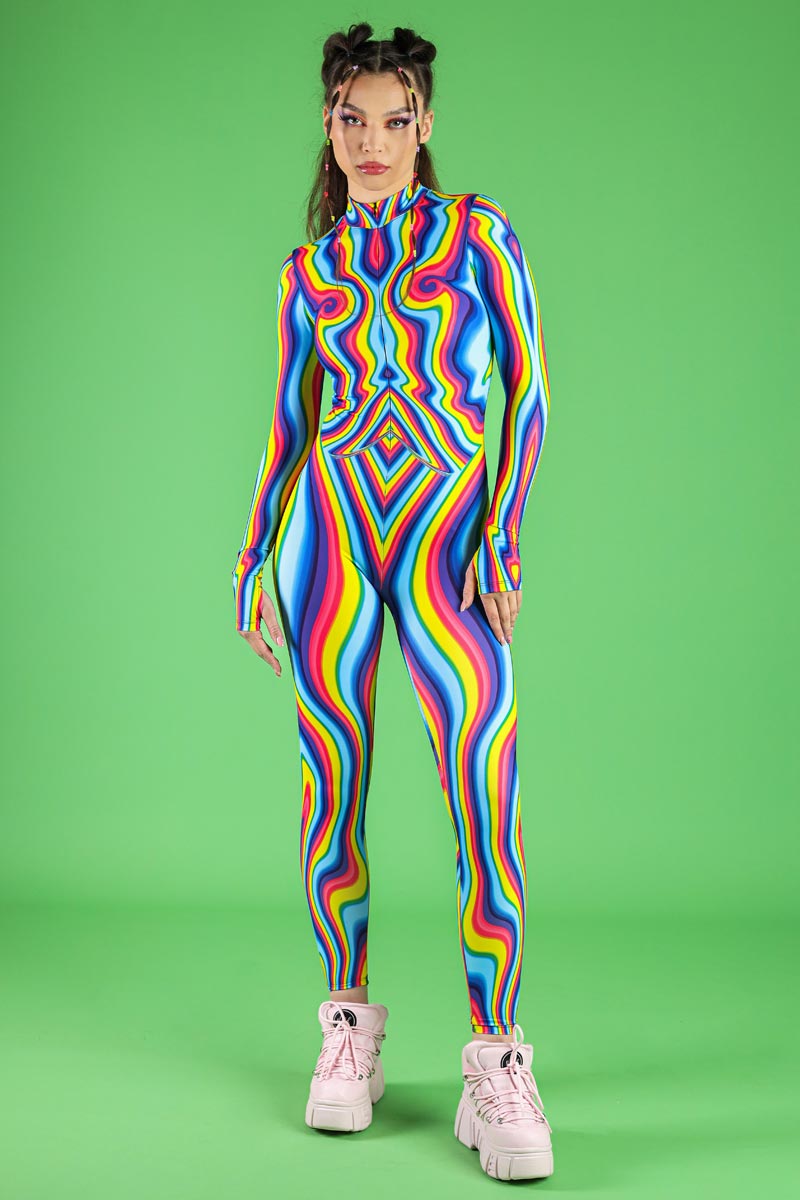Rainbow Meltdown Full Body Rave Costume for Festivals | Devil Walking