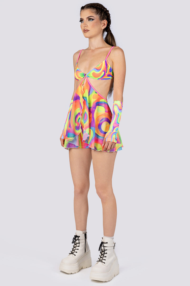 Rainbow Mess High Waisted Shorts Set | Devil Walking