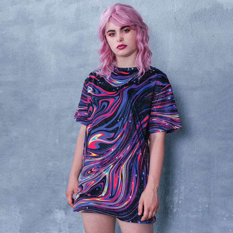 Midnight Blush Cut Out Front Zip Top in Black and Pink | Devil Walking