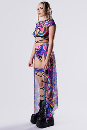 Total Obsession Open Front Sheer Maxi Skirt from Mesh | Devil Walking