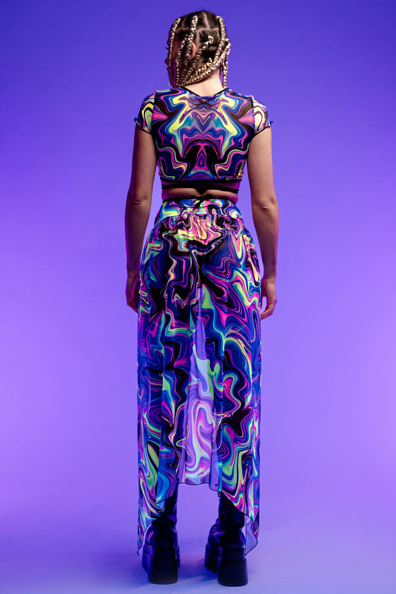 Total Obsession Open Front Sheer Maxi Skirt from Mesh | Devil Walking
