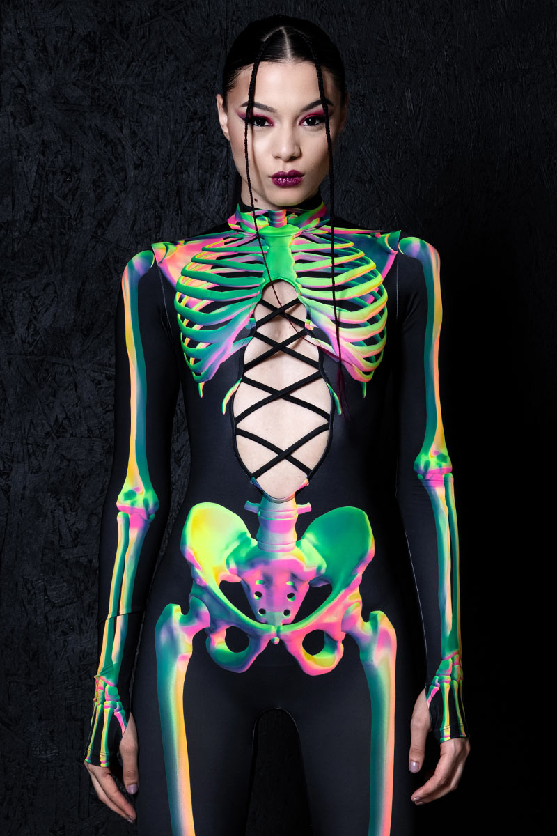 Toxic Skeleton Open Front Sexy Costume for Halloween | Devil Walking