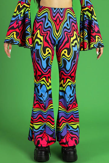 Trippy Stripes Bell Bottoms Pants Rave Set | Devil Walking
