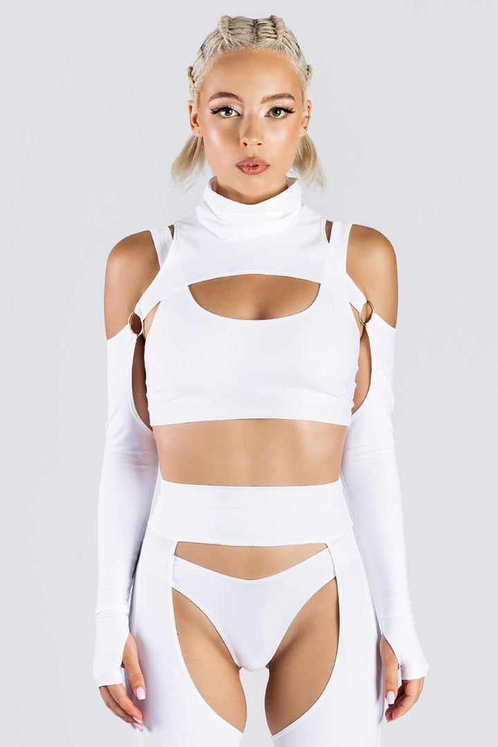 White Bell Bottoms Chaps Set - White Party Outfit | Devil Walking