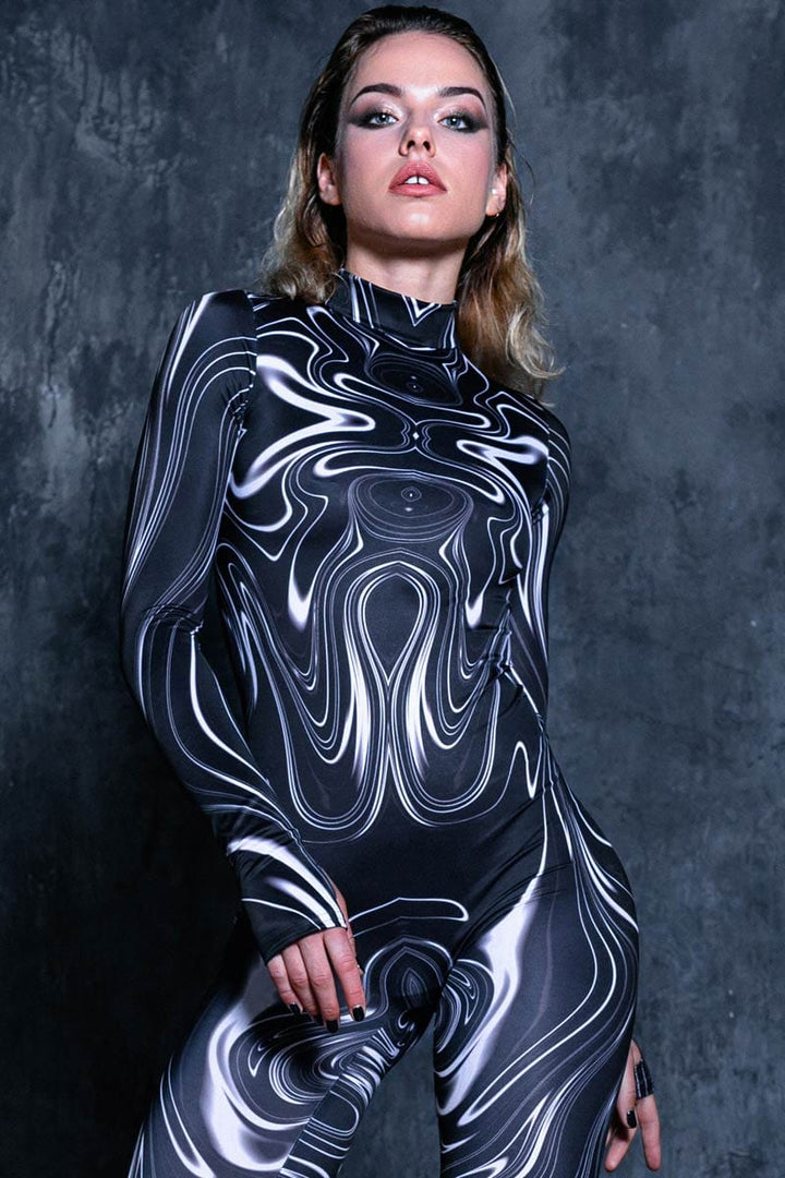 Black Marble Rave Costume - Festival Outfit One Piece | Devil Walking