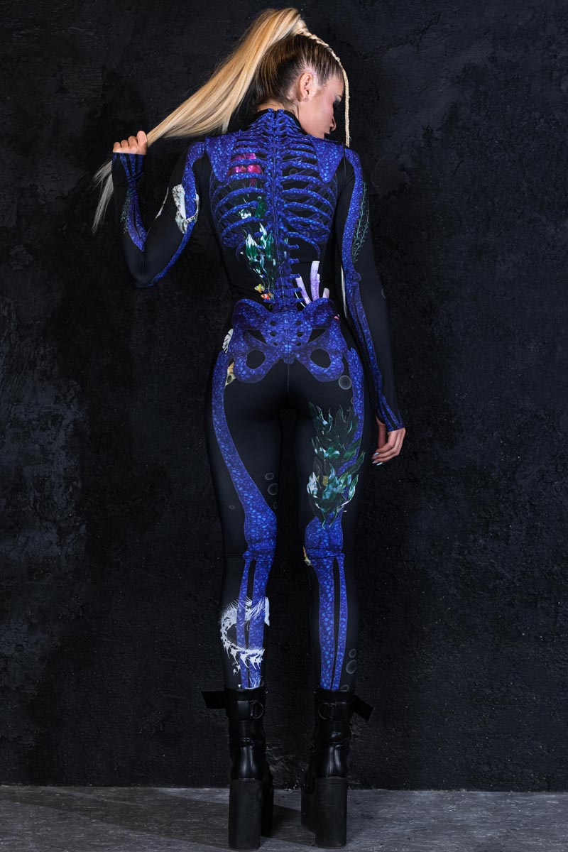 Blue Coral Halloween Skeleton Costume for Women | Devil Walking
