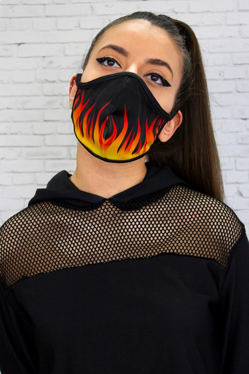 Flame Reusable Face Mask with Fire | Devil Walking