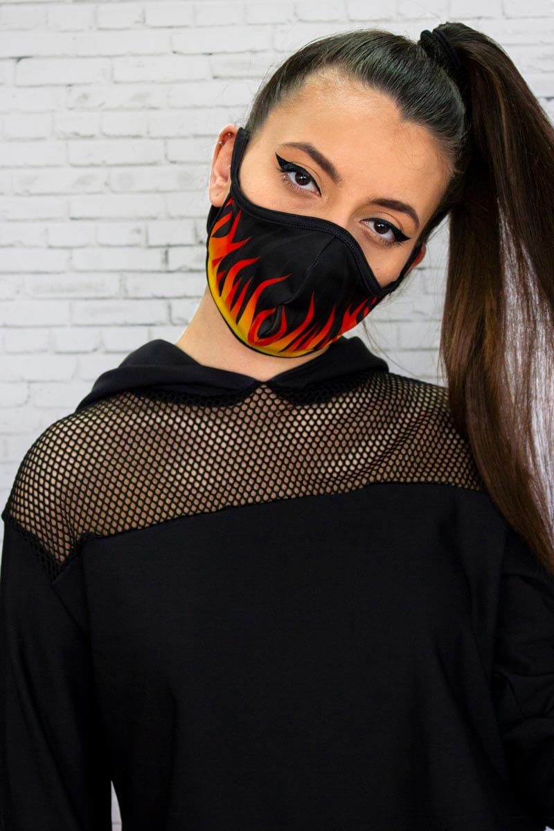 Flame Reusable Face Mask with Fire | Devil Walking